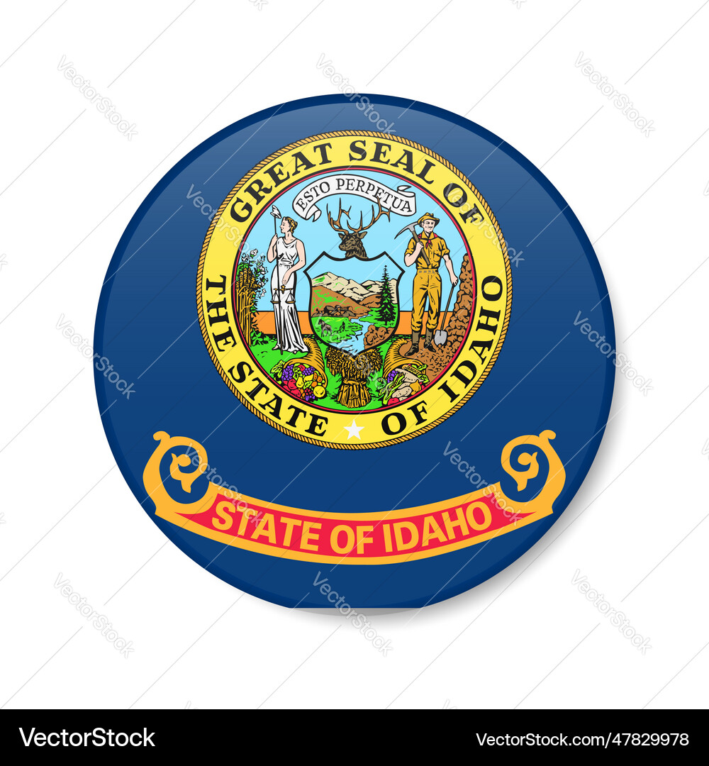 Idaho flag circle button icon us state round Vector Image