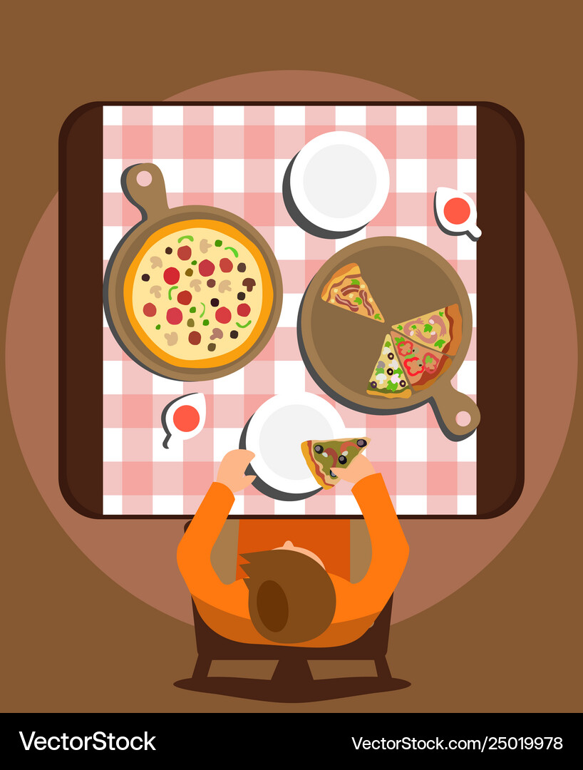 Man eating meal alone flat Royalty Free Vector Image