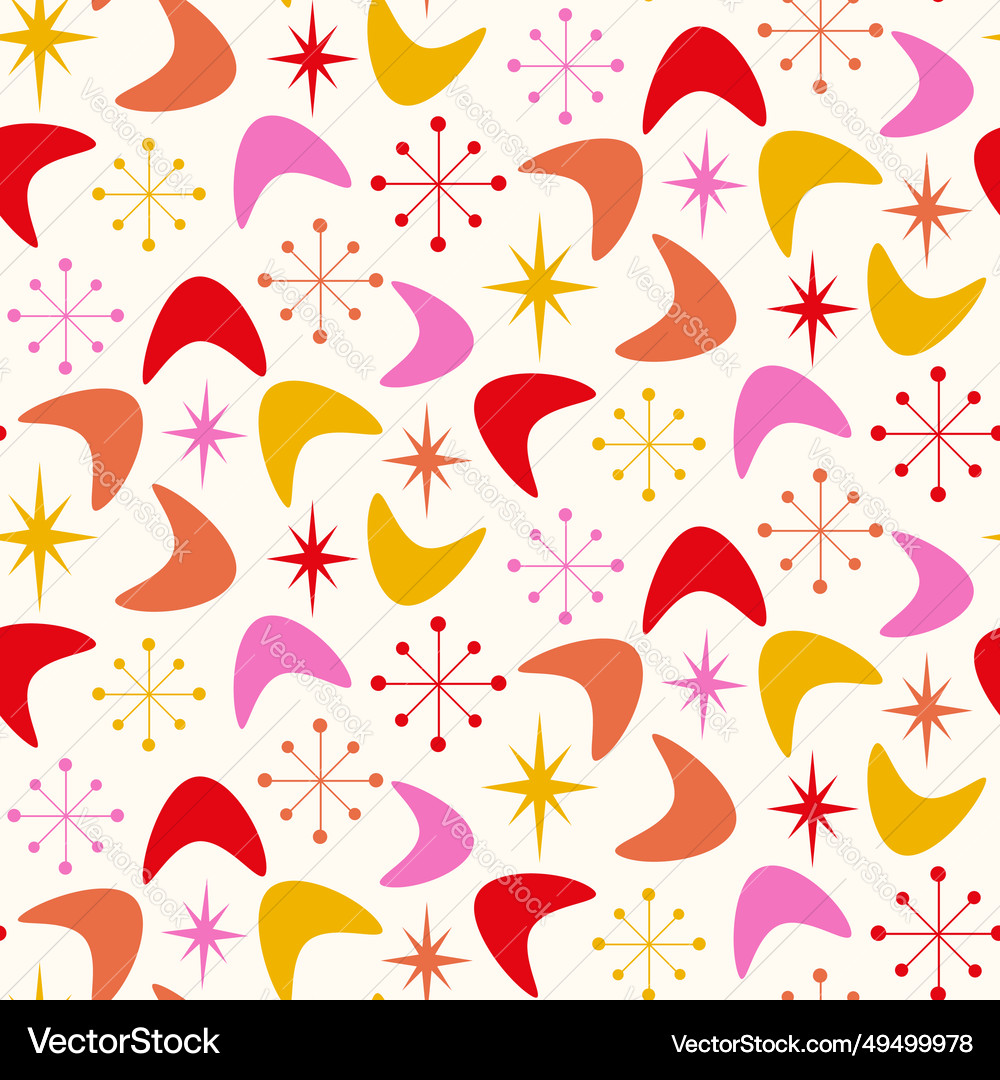 Mid century modern boomerang seamless pattern Vector Image