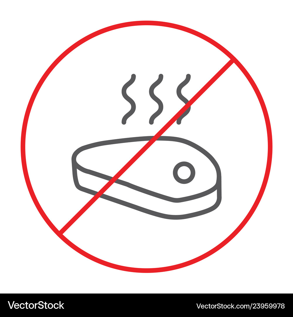 No meat thin line icon prohibited and forbidden Vector Image