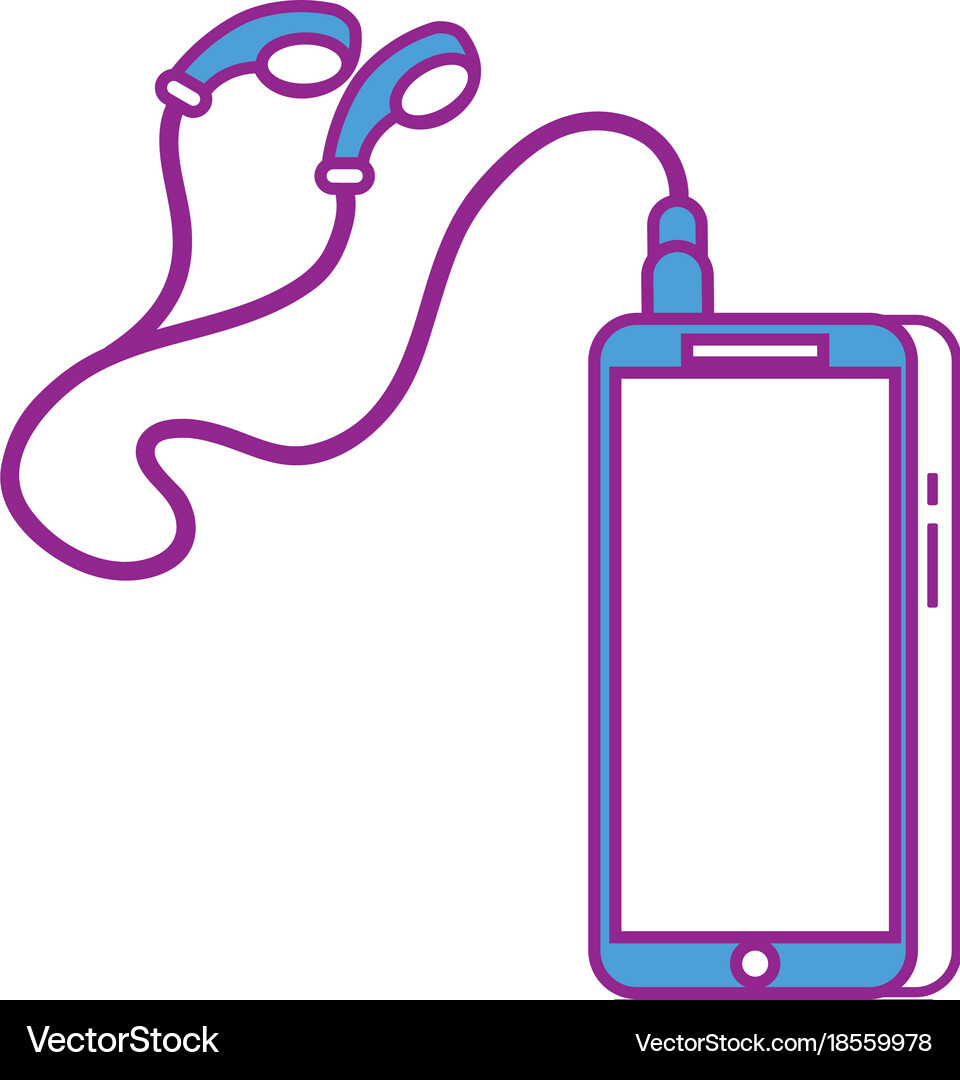 Phone and cable with plug earphone sound Vector Image