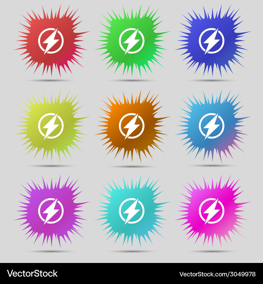 Photo flash sign icon lightning symbol set Vector Image