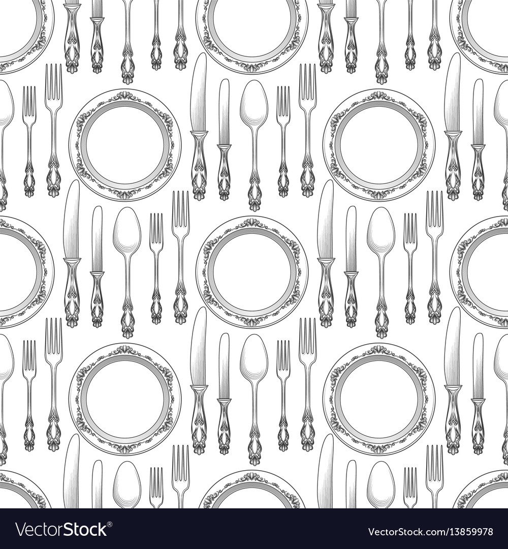 Table setting seamless pattern Royalty Free Vector Image