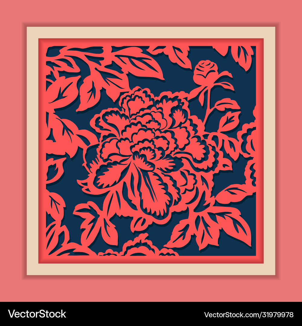 Traditional framed chinese paper cutting Vector Image