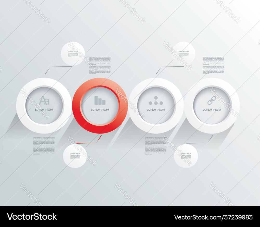 Abstract white and red paper circle infographics Vector Image