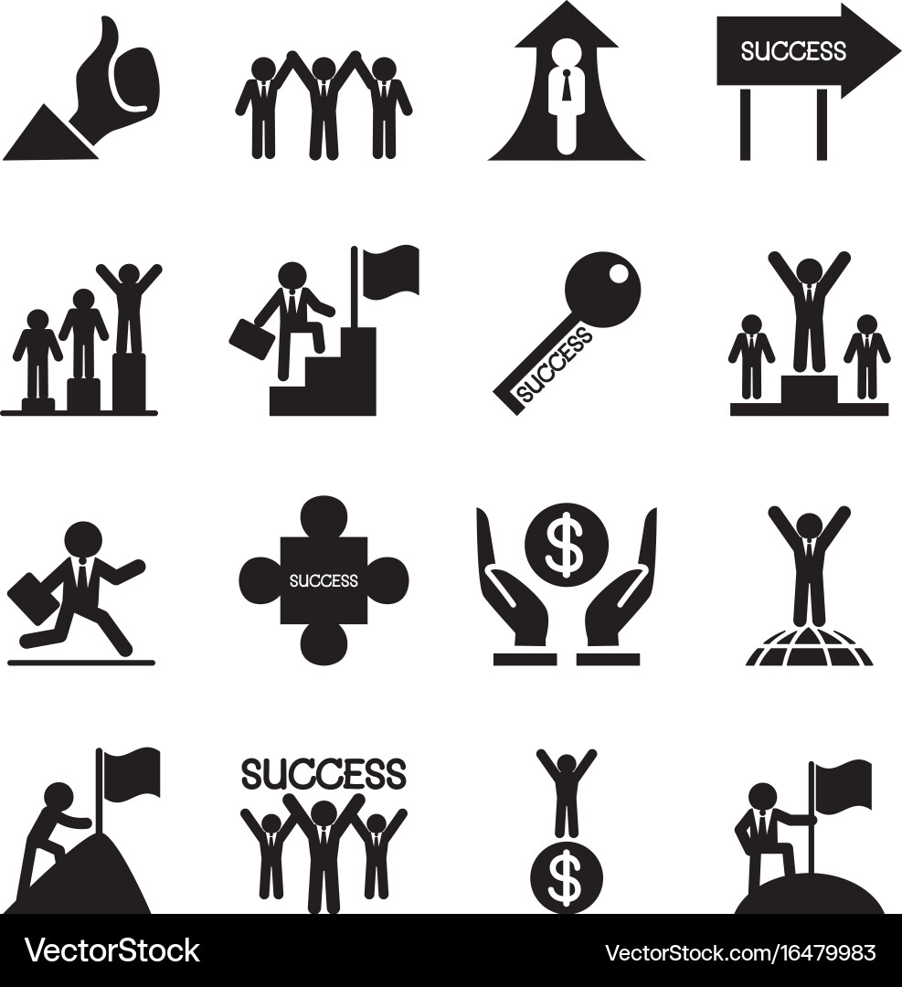 Business successful icons set Royalty Free Vector Image