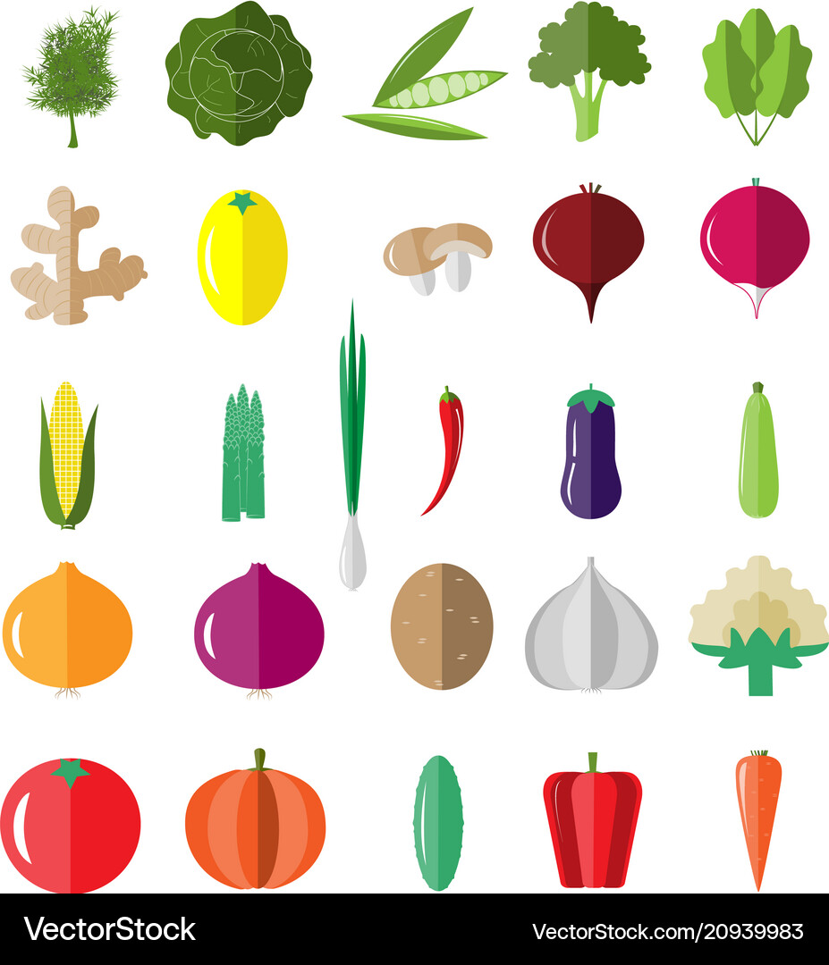 Fresh and tasty vegetables icon set Royalty Free Vector