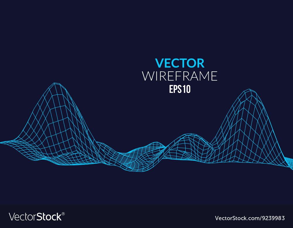Futuristic Wireframe Landscape Royalty Free Vector Image