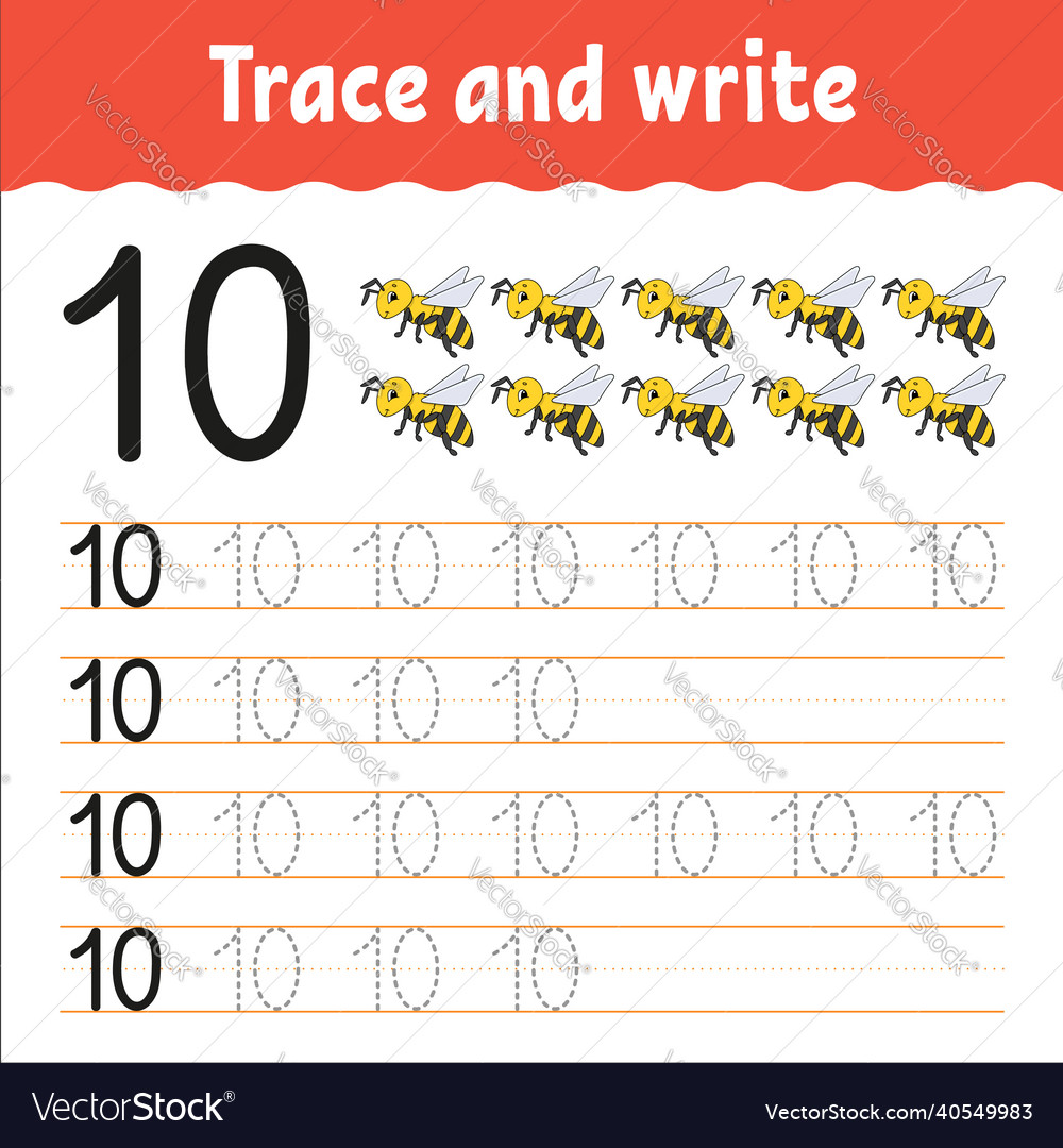 Learn numbers trace and write handwriting Vector Image