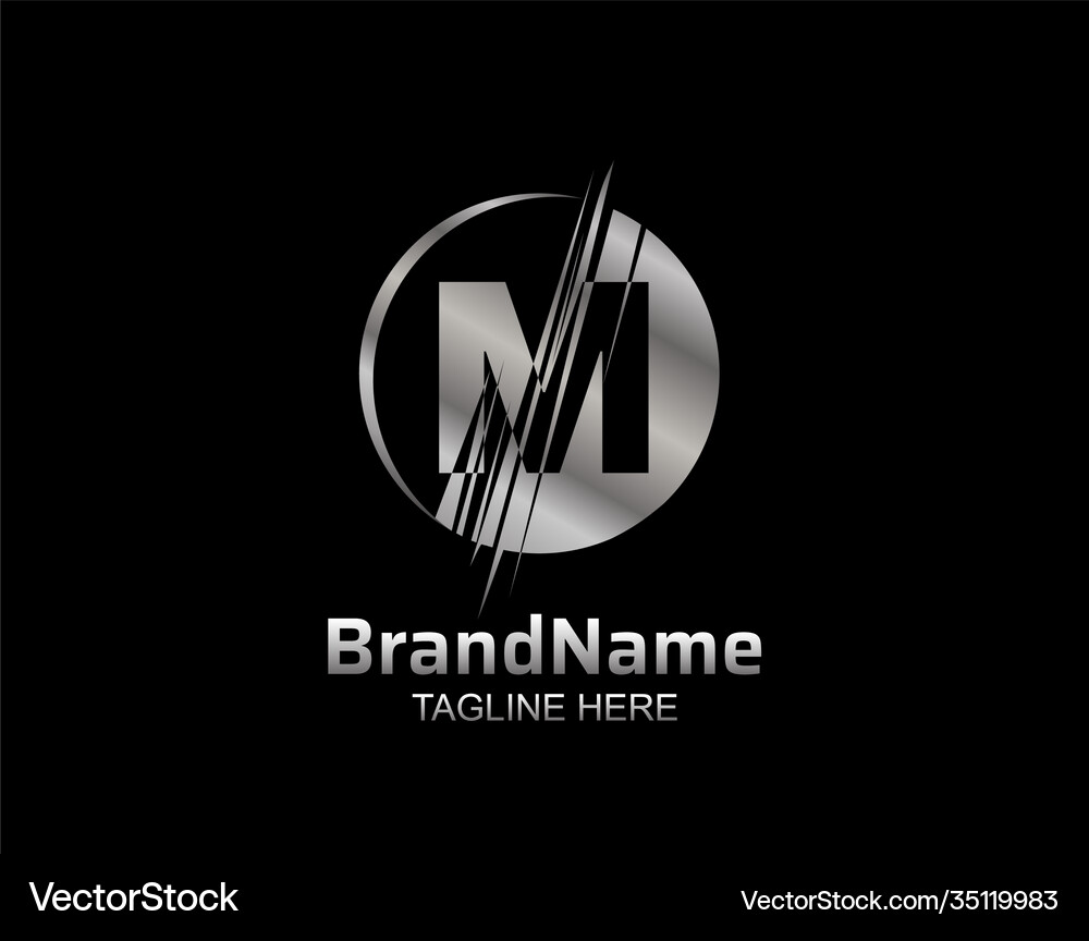 Letter m metal disc icon design this logo Vector Image