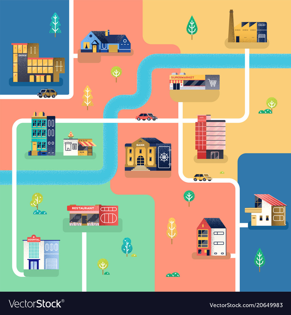 Map city Royalty Free Vector Image - VectorStock