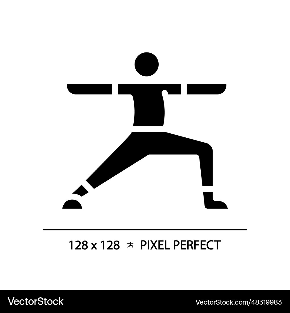 Pixel perfect yoga exercise glyph style black icon