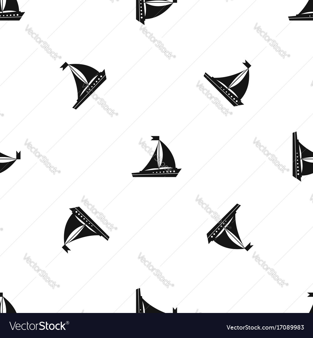 Sailing ship pattern seamless black Royalty Free Vector