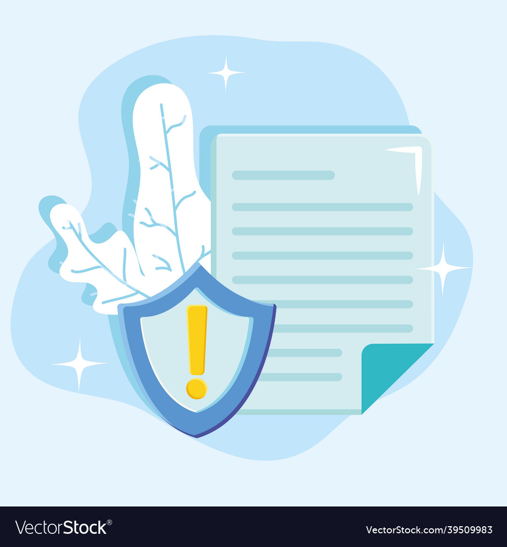 Shield with document Royalty Free Vector Image