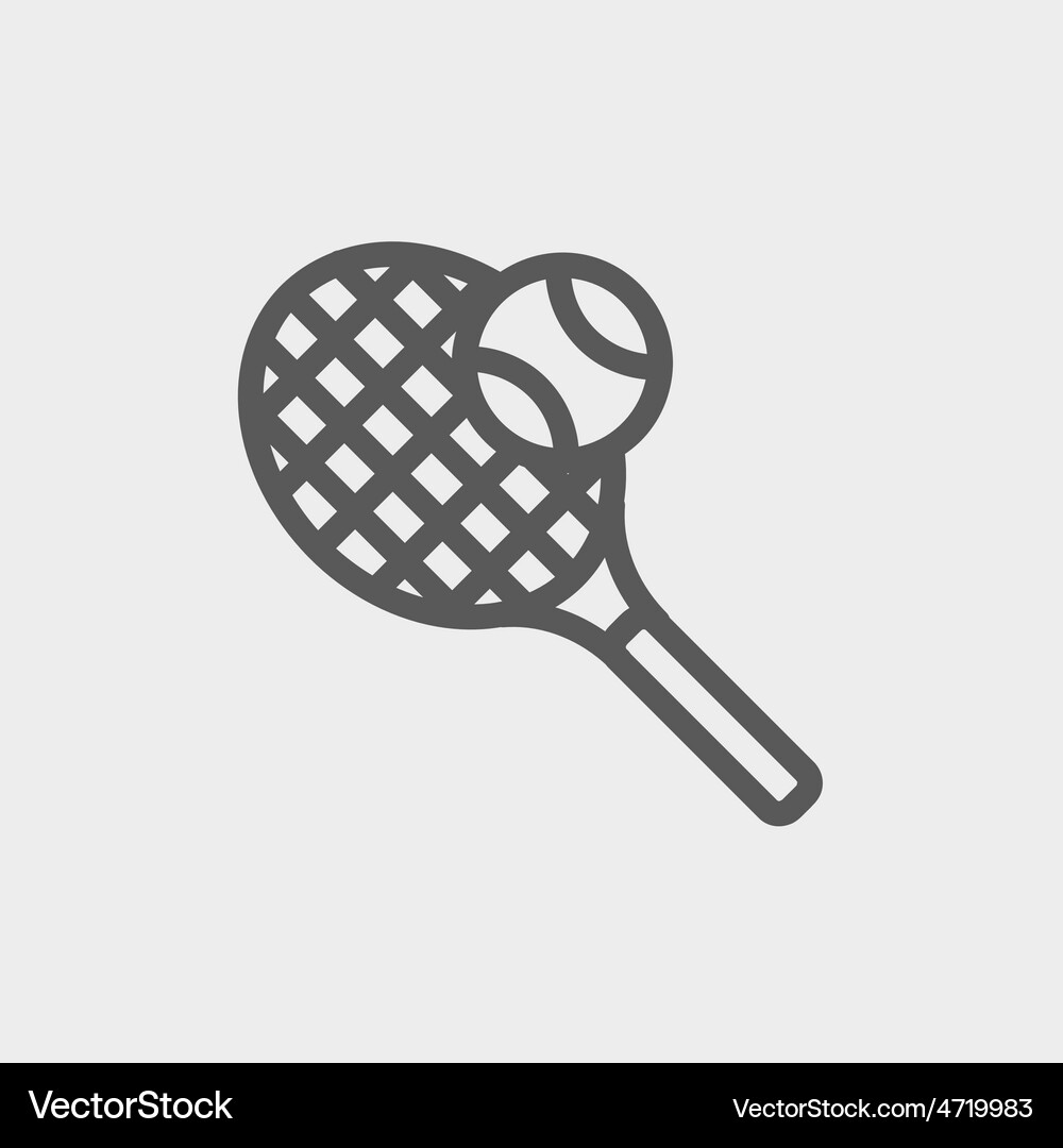 Tennis racket and ball thin line icon Royalty Free Vector
