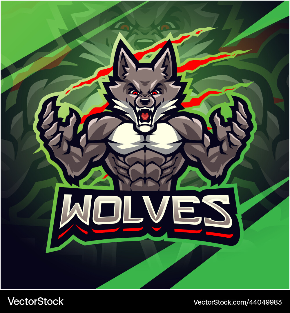 Wolves esport mascot logo design Royalty Free Vector Image