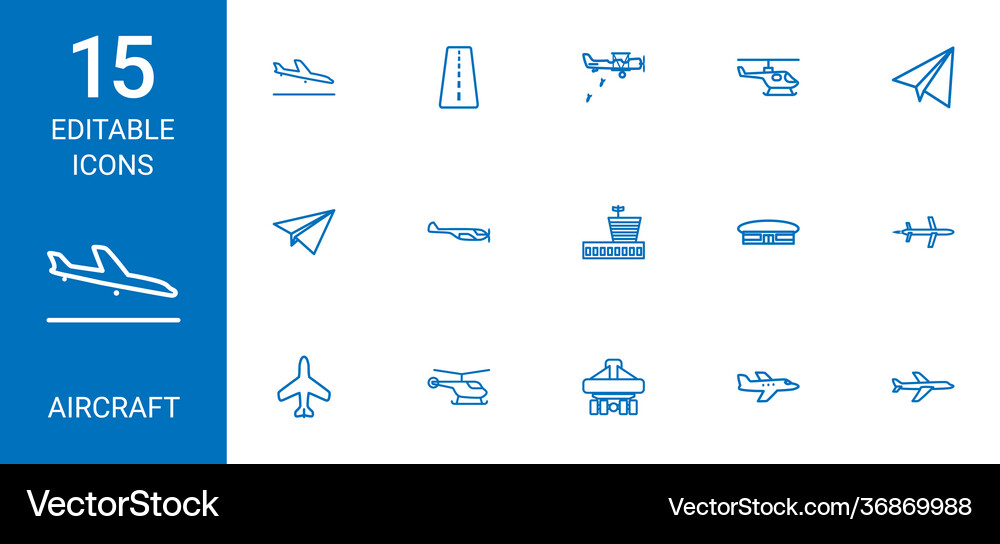 15 aircraft icons Royalty Free Vector Image - VectorStock