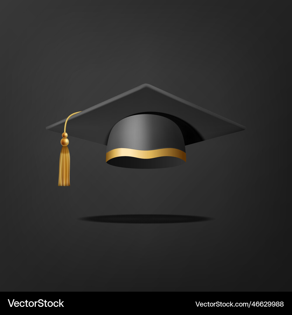 3d realistic black graduate college high Vector Image