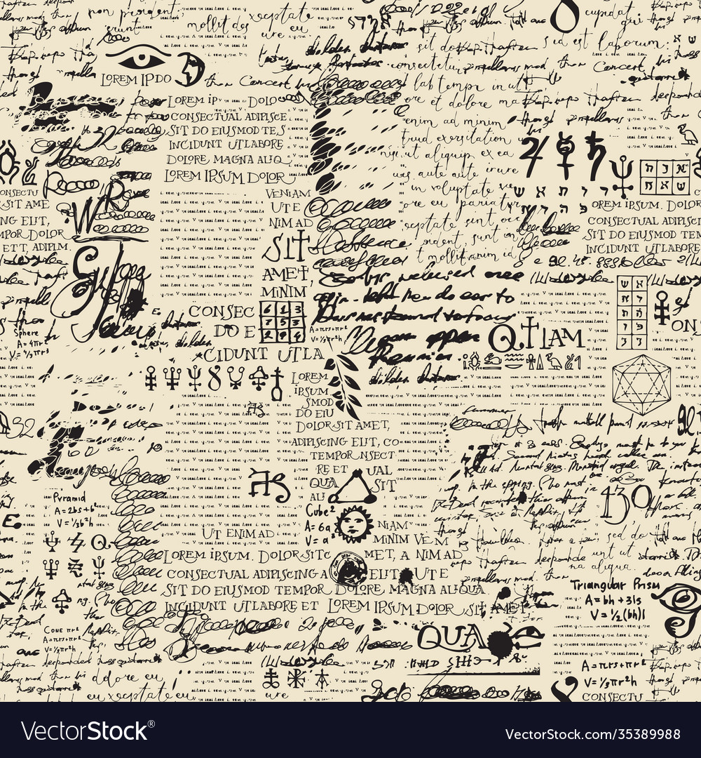 Abstract seamless pattern with scribbles and text Vector Image