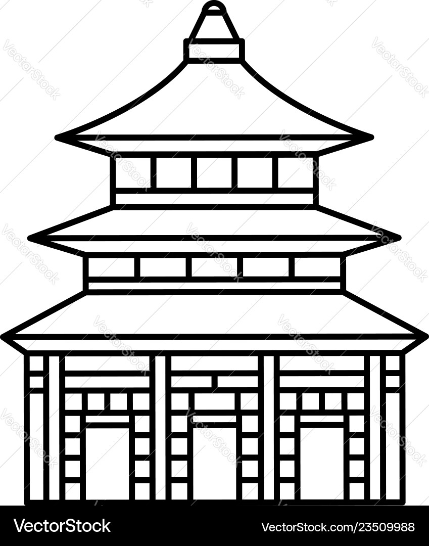 Asia temple icon outline style Royalty Free Vector Image