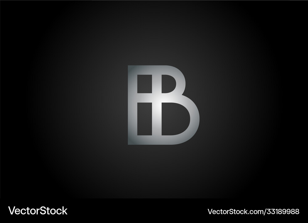 Black grey b alphabet letter logo icon line Vector Image