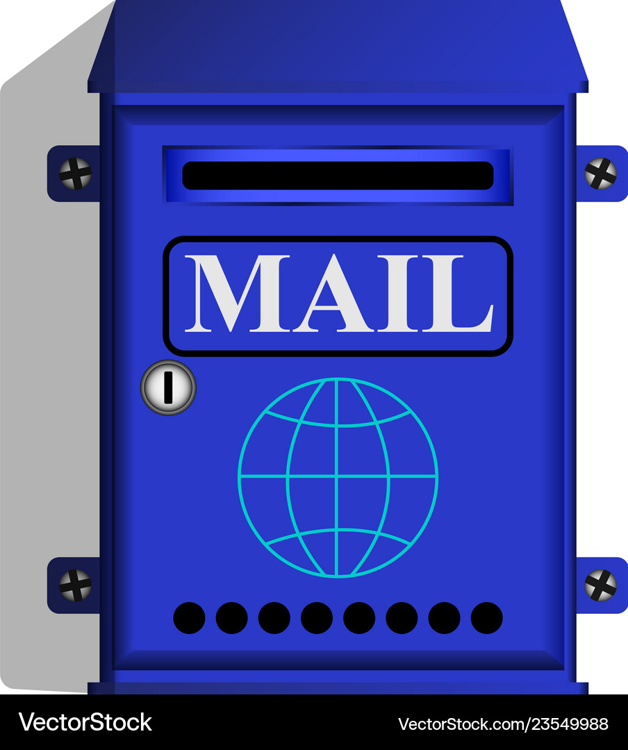 Blue mail box for letters and newspapers Vector Image