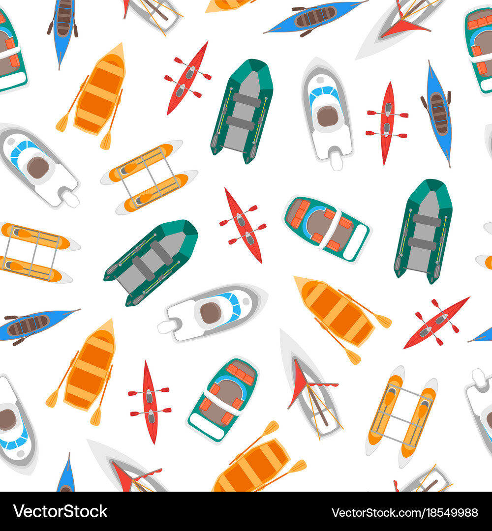 Cartoon color boats top view background pattern Vector Image