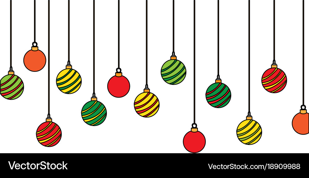 Different balls hanging decoration christmas Vector Image