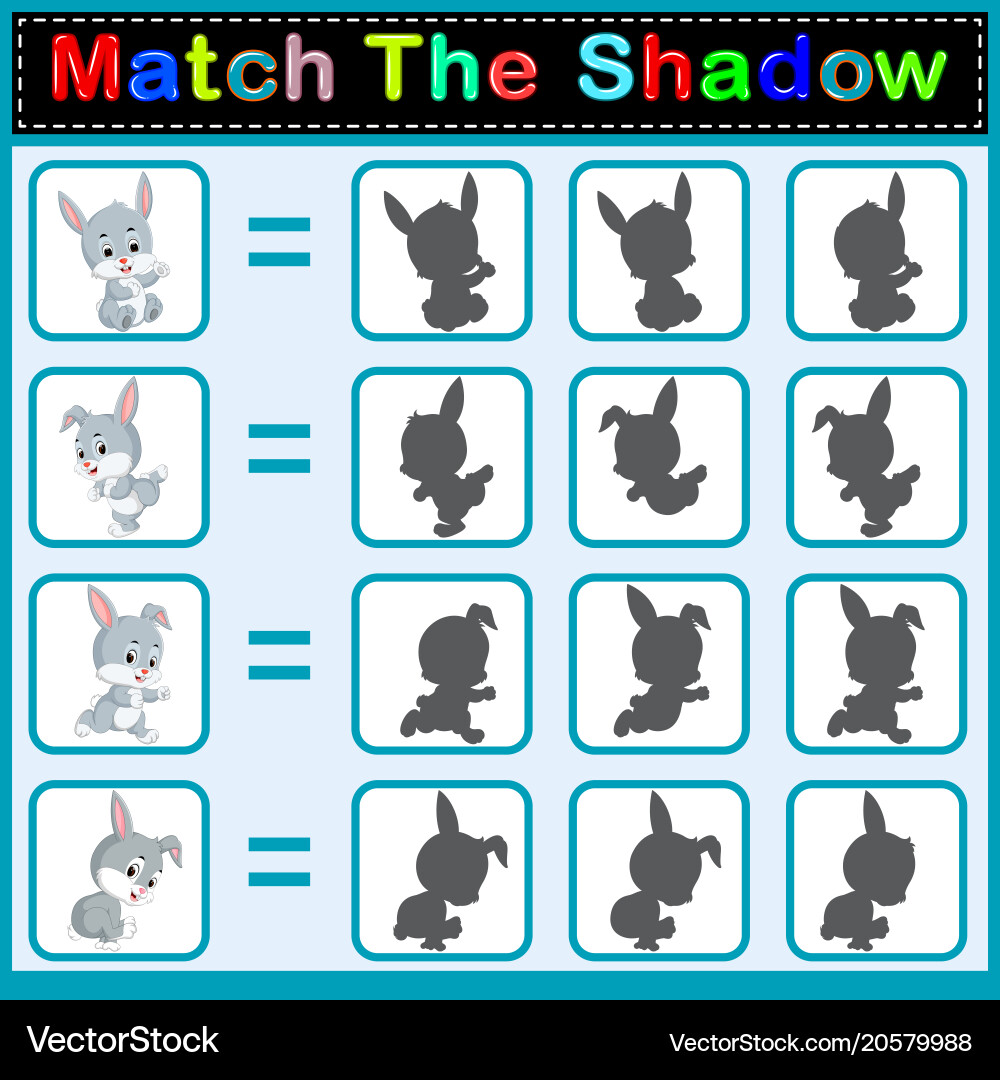 Find the correct shadow of rabbit Royalty Free Vector Image