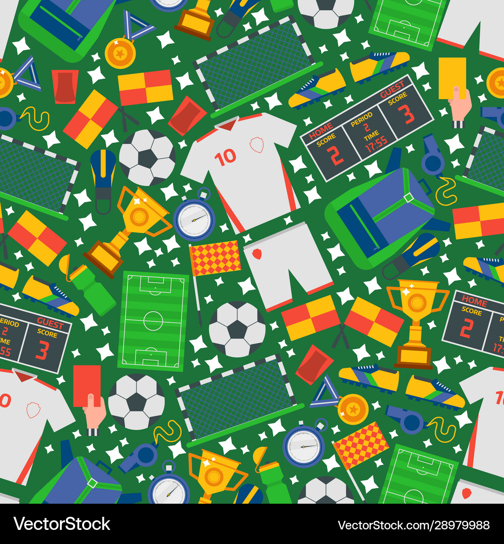 Football icons in seamless pattern Royalty Free Vector Image