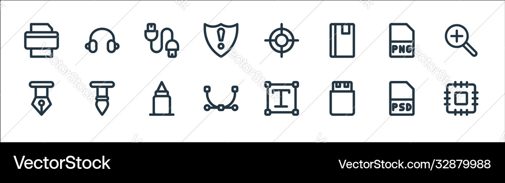 Graphic design line icons linear set quality line Vector Image