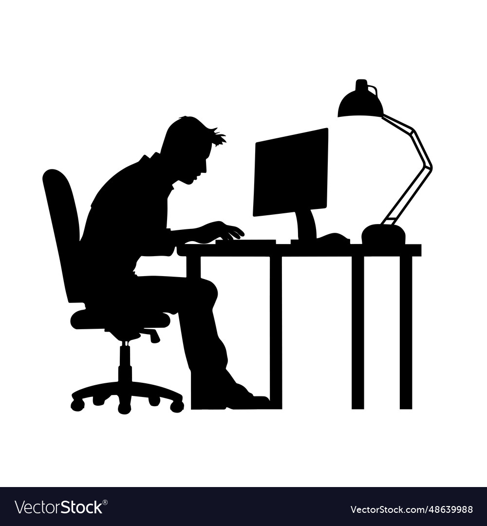 Man working on computer designer office staff Vector Image