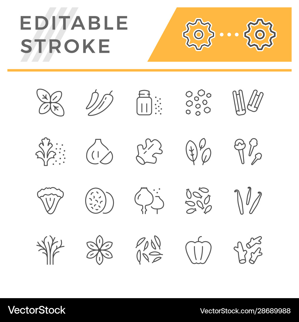 Set line icons seasoning Royalty Free Vector Image