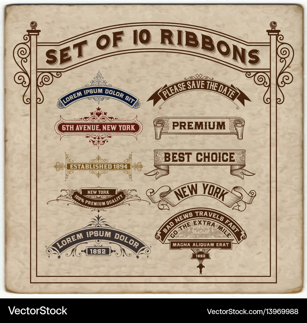 Set of 10 ribbons Royalty Free Vector Image - VectorStock