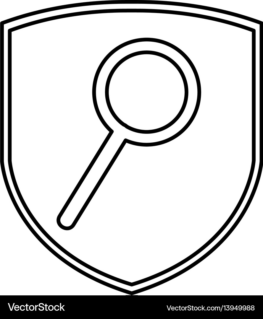 Shield insurance with magnifying glass isolated Vector Image