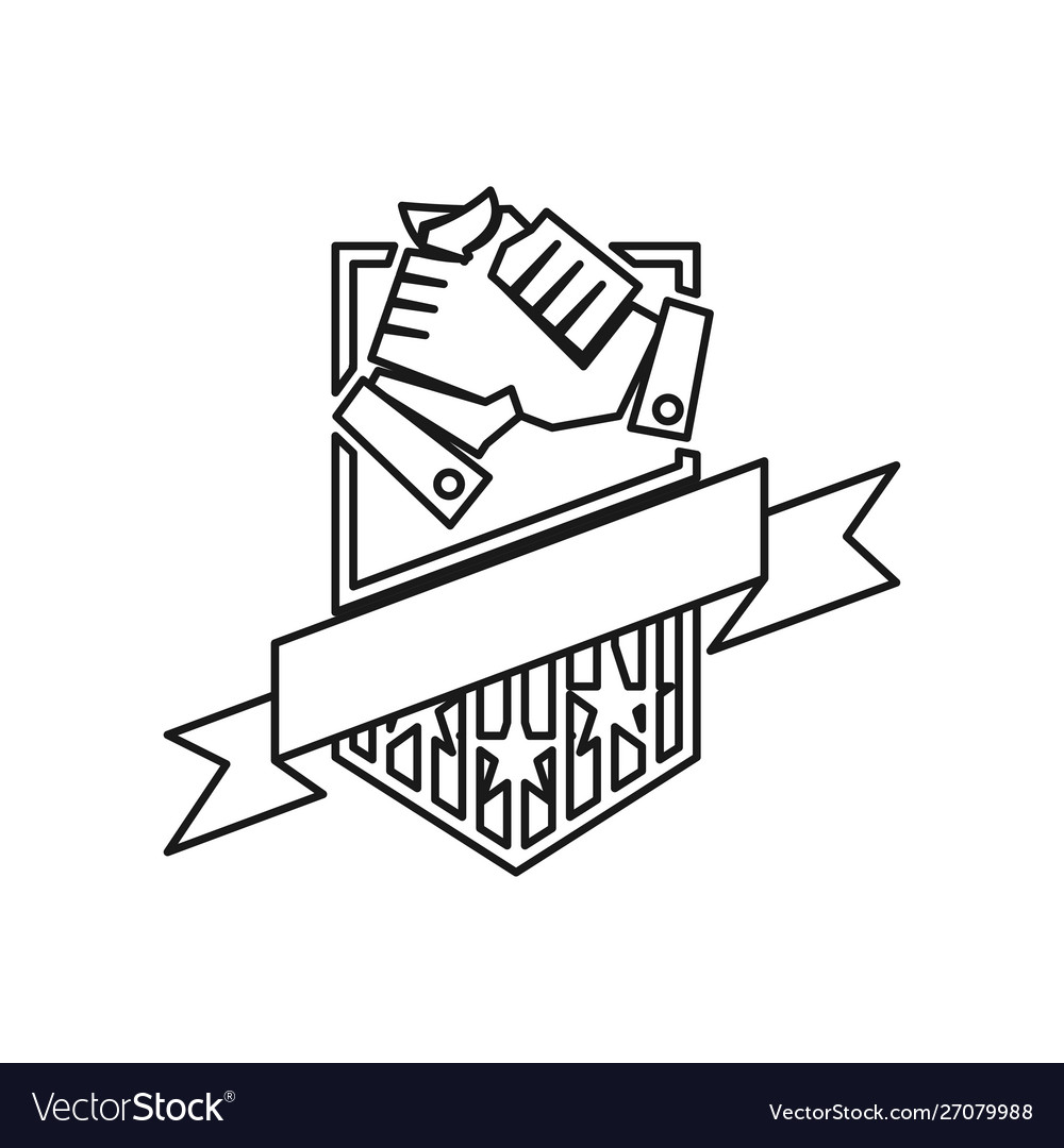 Shield secure hand commitment teamwork together Vector Image