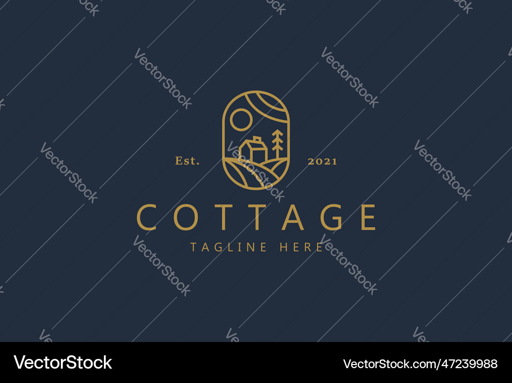 Simple Cottage Logo - Nature & Farm Royalty Free Vector