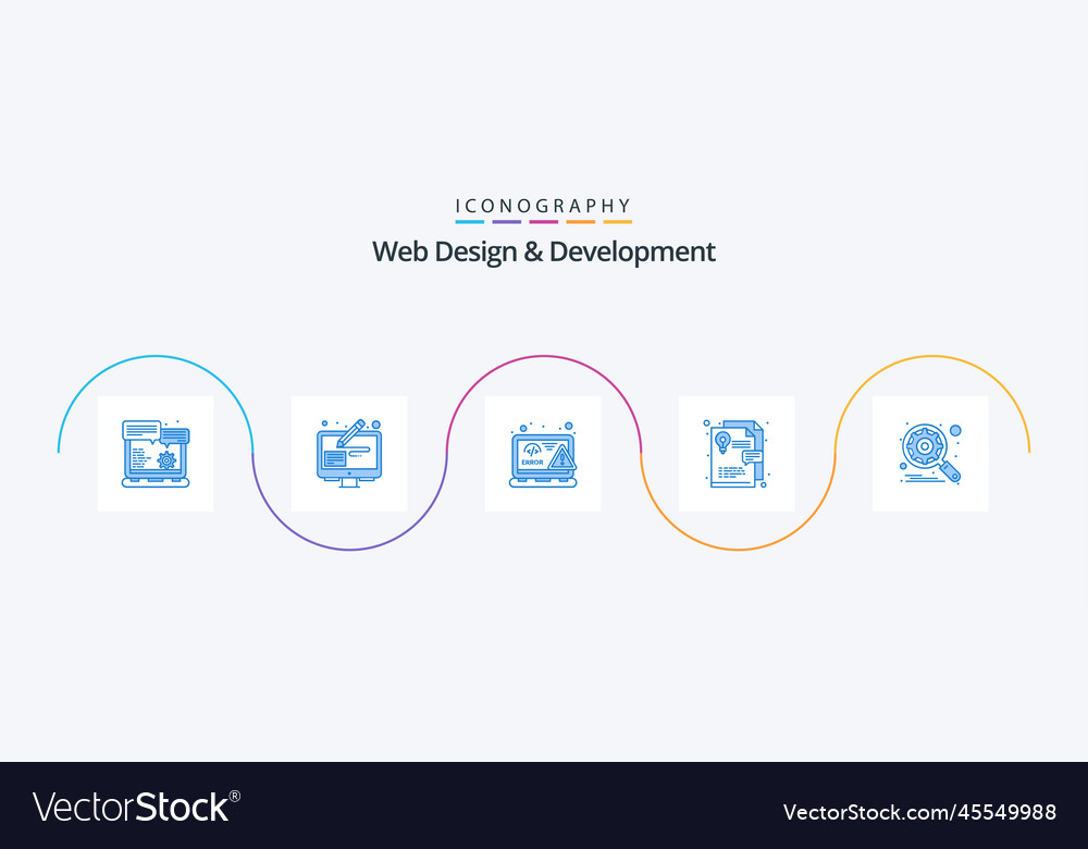 Web design and development blue 5 icon pack Vector Image