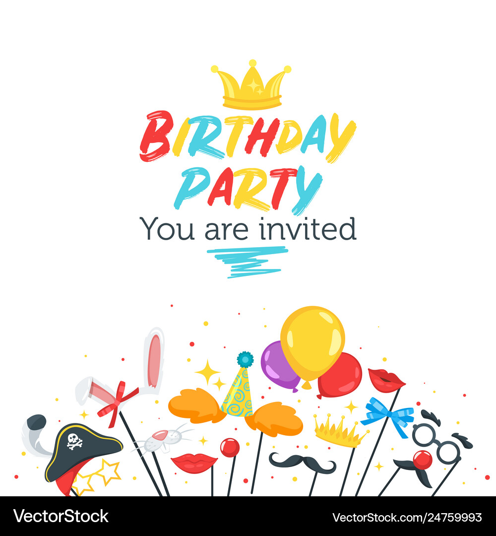 Birthday party card design template Royalty Free Vector