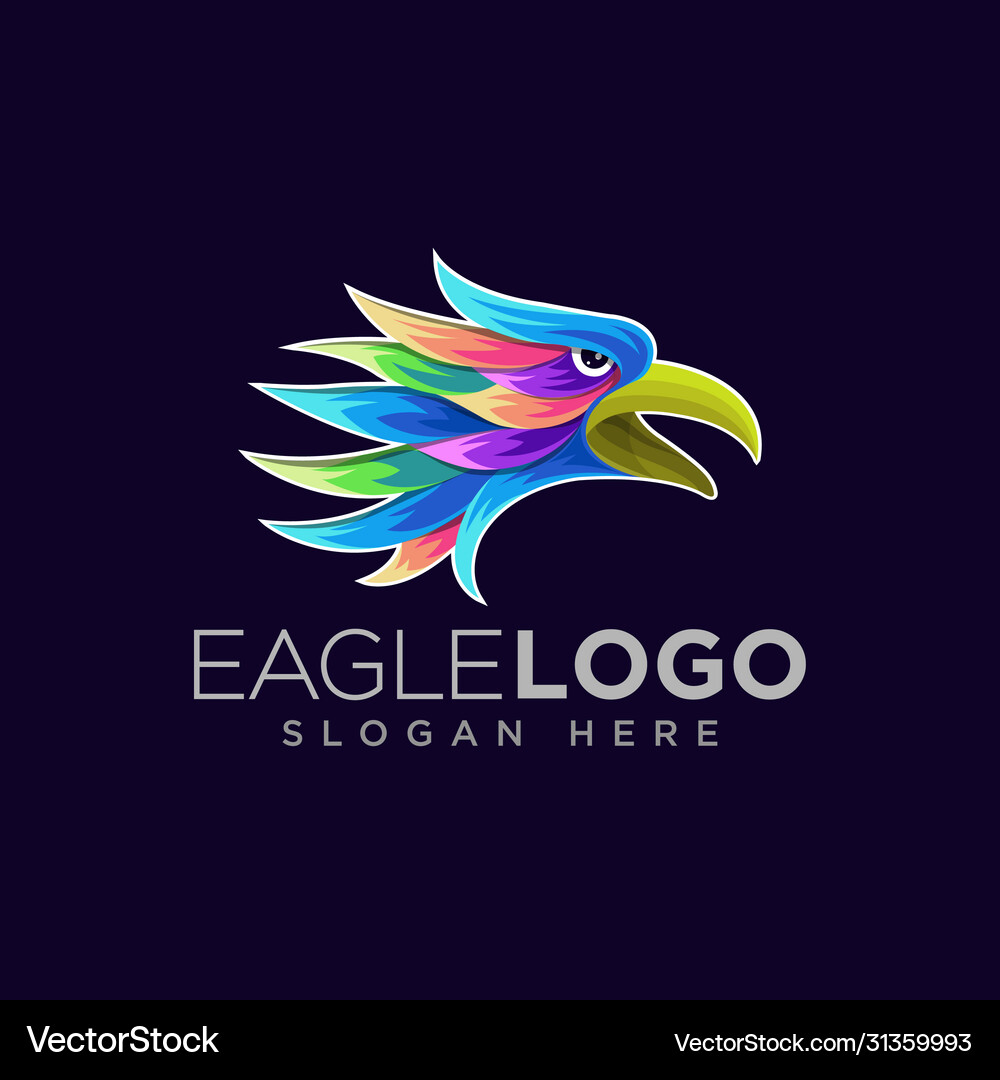 Eagle full color logo design concep Royalty Free Vector
