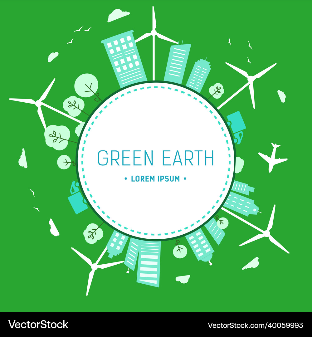 Eco cityscape around circle save green earth Vector Image