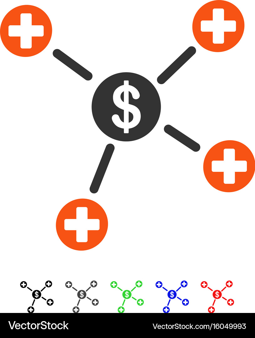 Financial medical links flat icon Royalty Free Vector Image