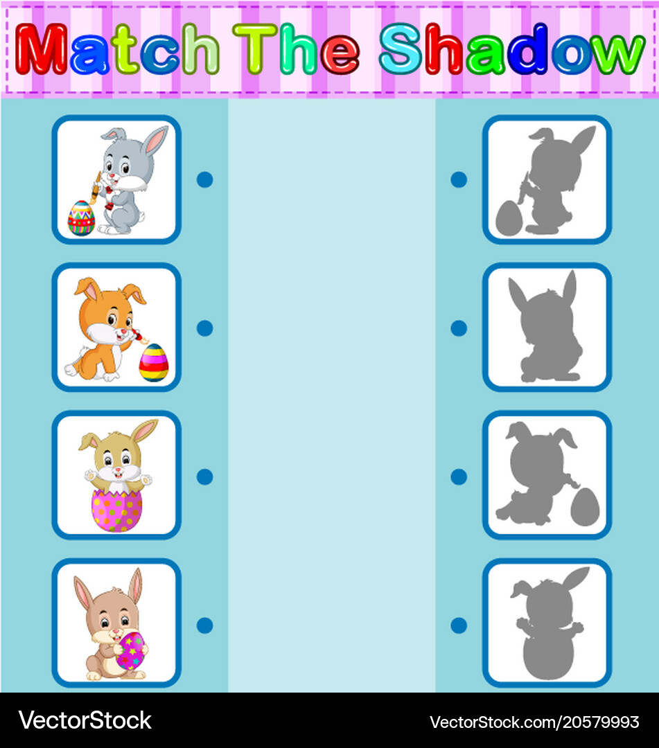 Find the correct shadow of the rabbit Royalty Free Vector