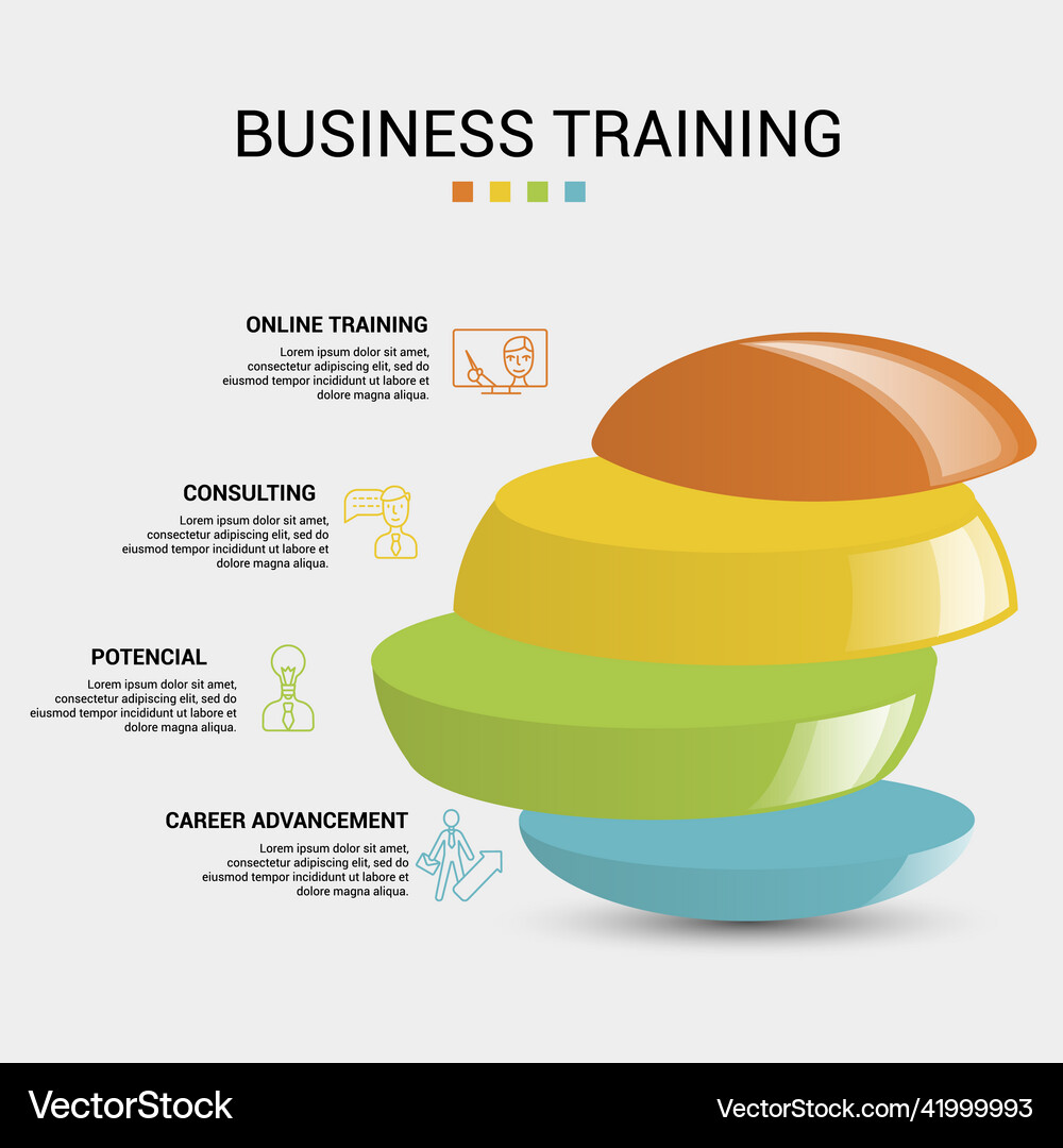 Infographic business training icons 4 colored Vector Image