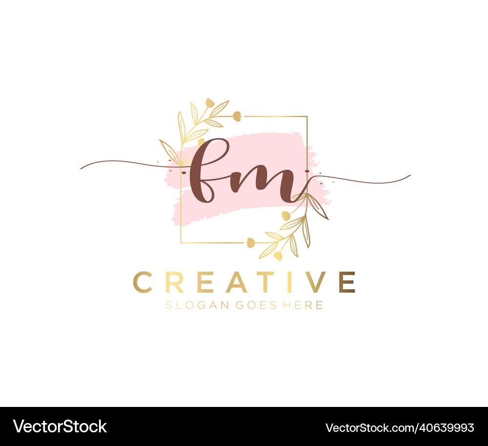 Initial fm feminine logo usable for nature salon Vector Image