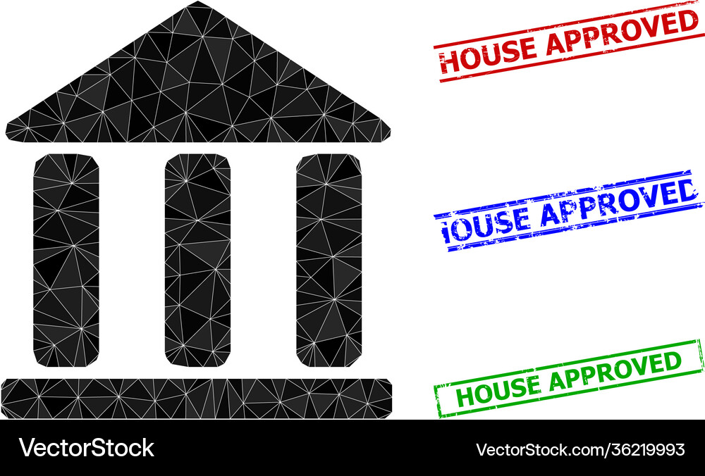 Library building polygonal icon and grunge house Vector Image