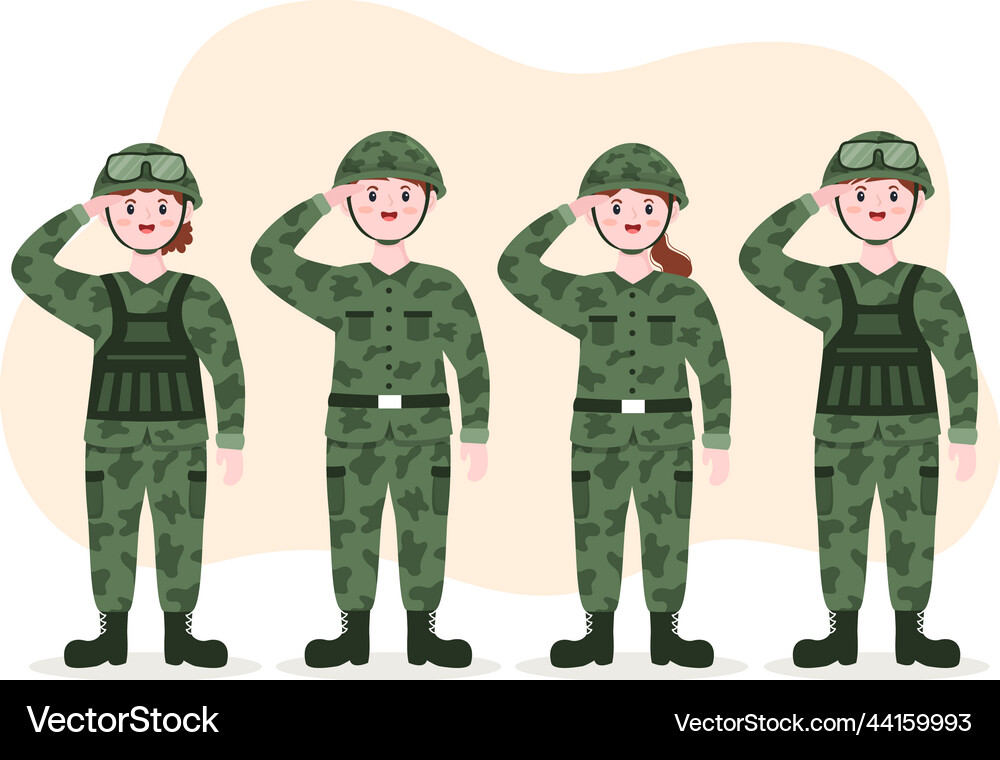 Military army force template hand drawn cute Vector Image