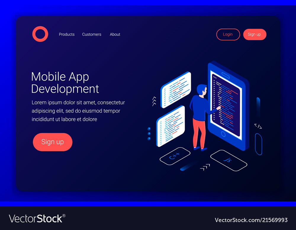 Mobile app development concept Royalty Free Vector Image Mobile app development concept Royalty Free Vector Image