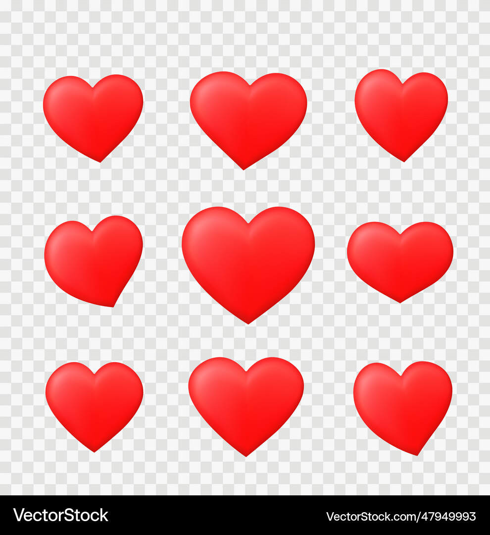 Perfect red hearts set realistic - stock Vector Image