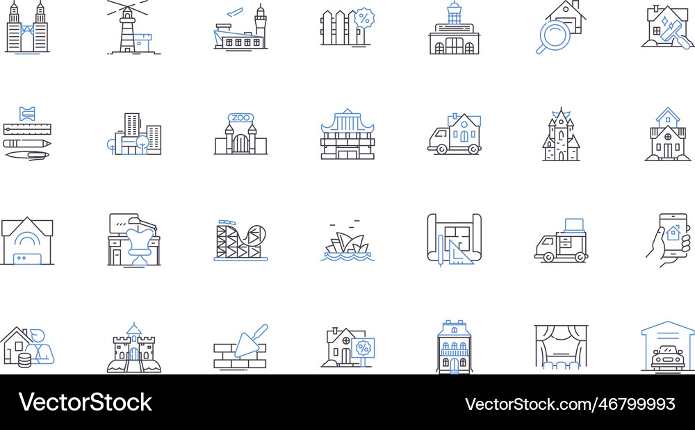 Roofs line icons collection shingles tiles Vector Image